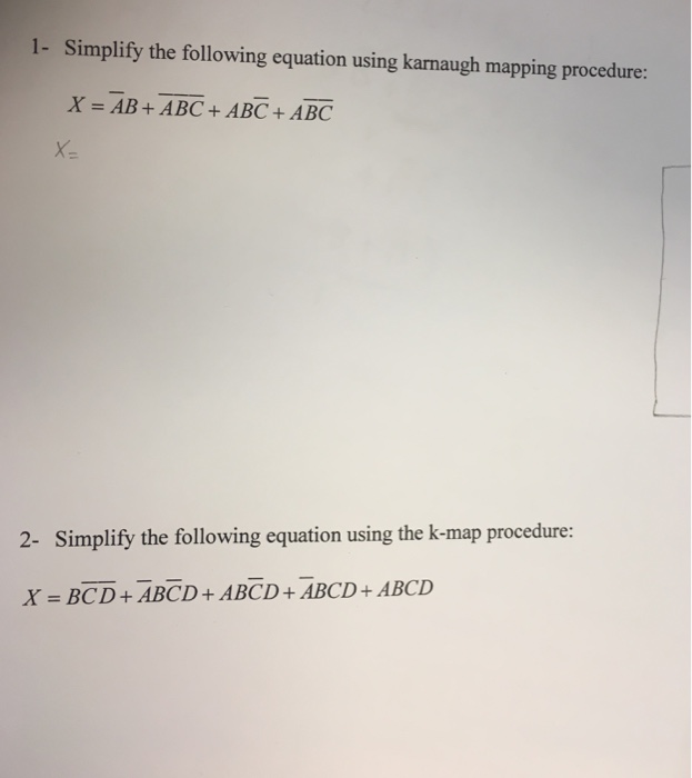 Solved Simplify the following equation using karnaugh | Chegg.com