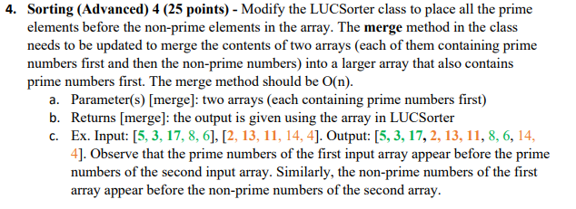 4. Sorting (Advanced) 4 (25 points) - Modify the | Chegg.com