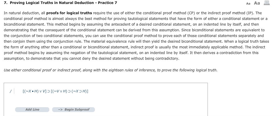 Solved 7. Proving Logical Truths in Natural Deduction | Chegg.com