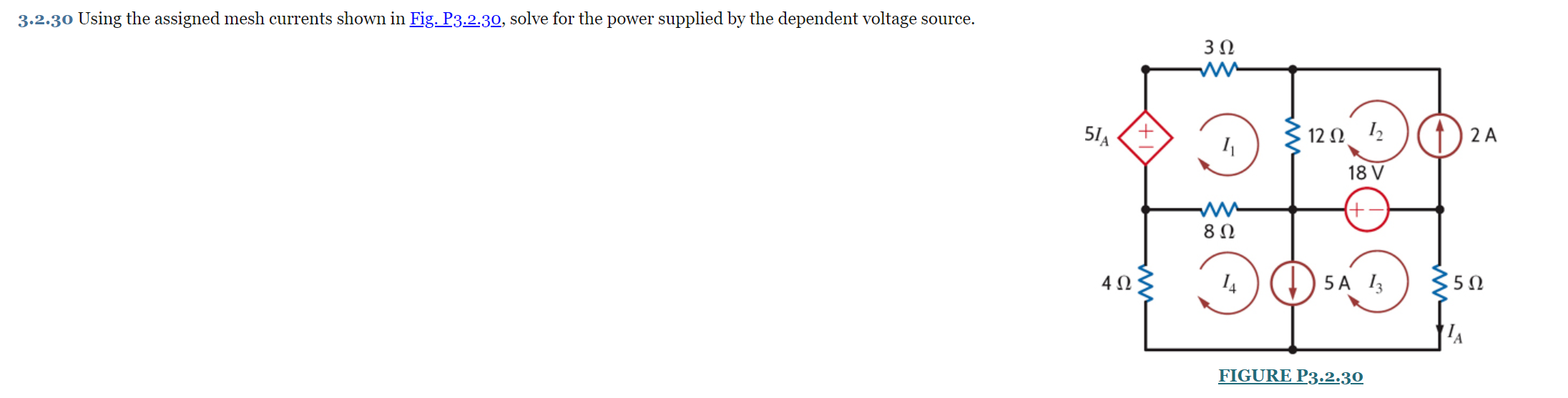 Solved 3.2.30 Using the assigned mesh currents shown in Fig. | Chegg.com