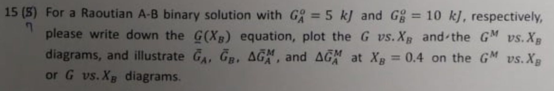 Solved 15 (5) ﻿For a Raoutian A-B ﻿binary solution with | Chegg.com