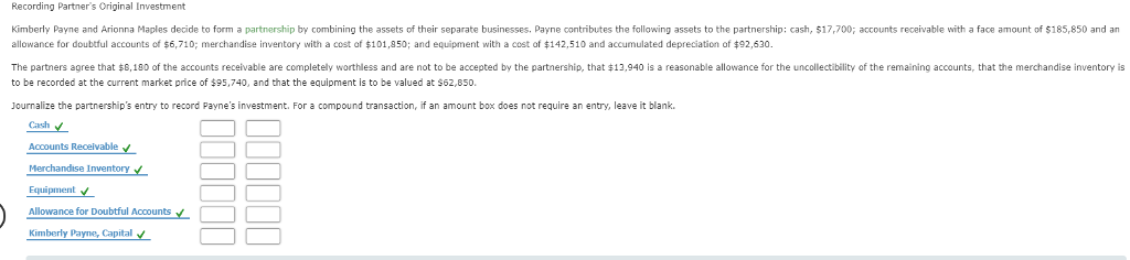 Solved Recording Partner's Original Investment Kimberly | Chegg.com