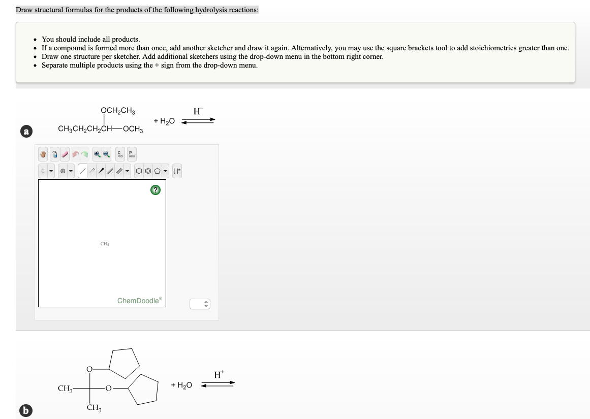 Solved Draw structural formulas for the products of the | Chegg.com