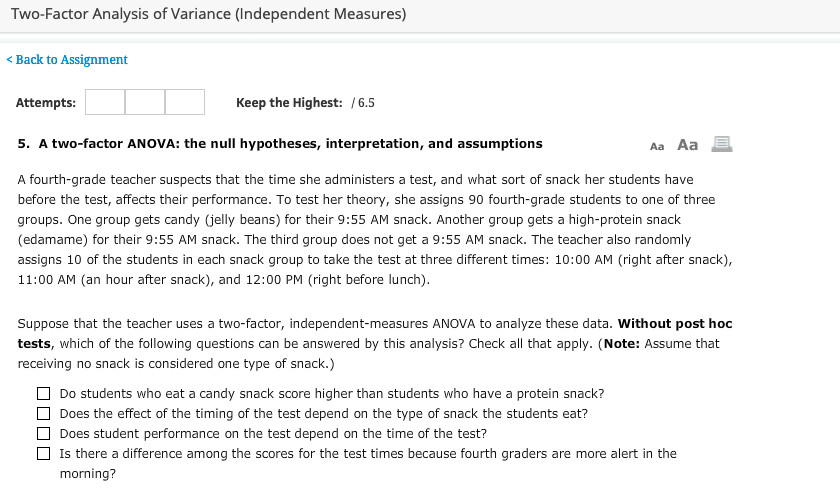 Two-Factor Analysis of Variance (Independent | Chegg.com