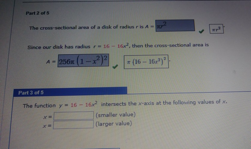 Solved Part 2 of 5 The cross-sectional area of a disk of | Chegg.com