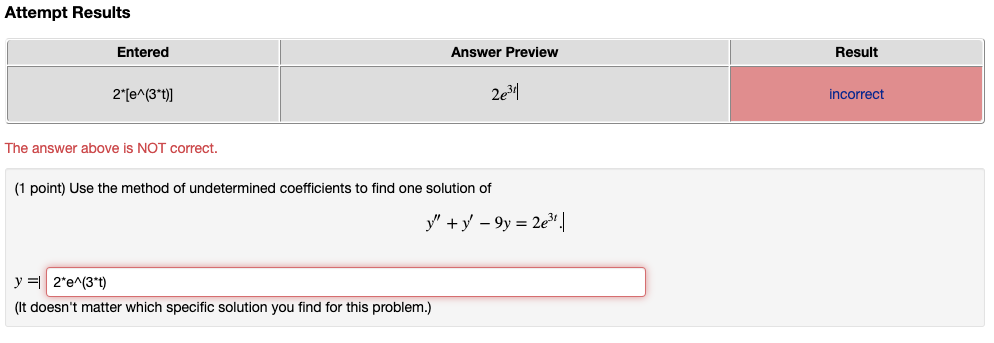 Solved Attempt Results The answer above is NOT correct. (1 | Chegg.com