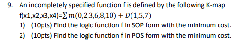 Solved An incompletely specified function f is defined by | Chegg.com