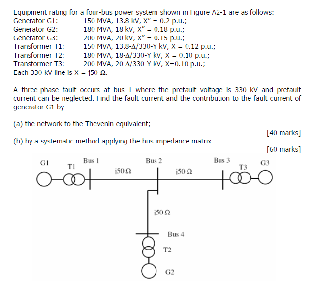 Solved Equipment rating for a four-bus power system shown in | Chegg.com