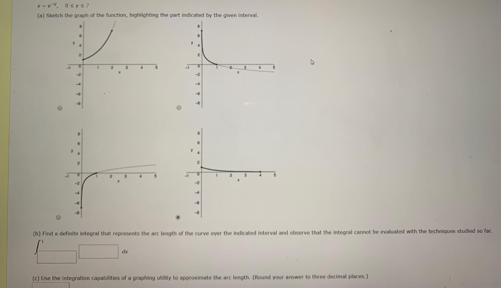 Solved x = e-y, Osy s7 (a) Sketch the graph of the function, | Chegg.com