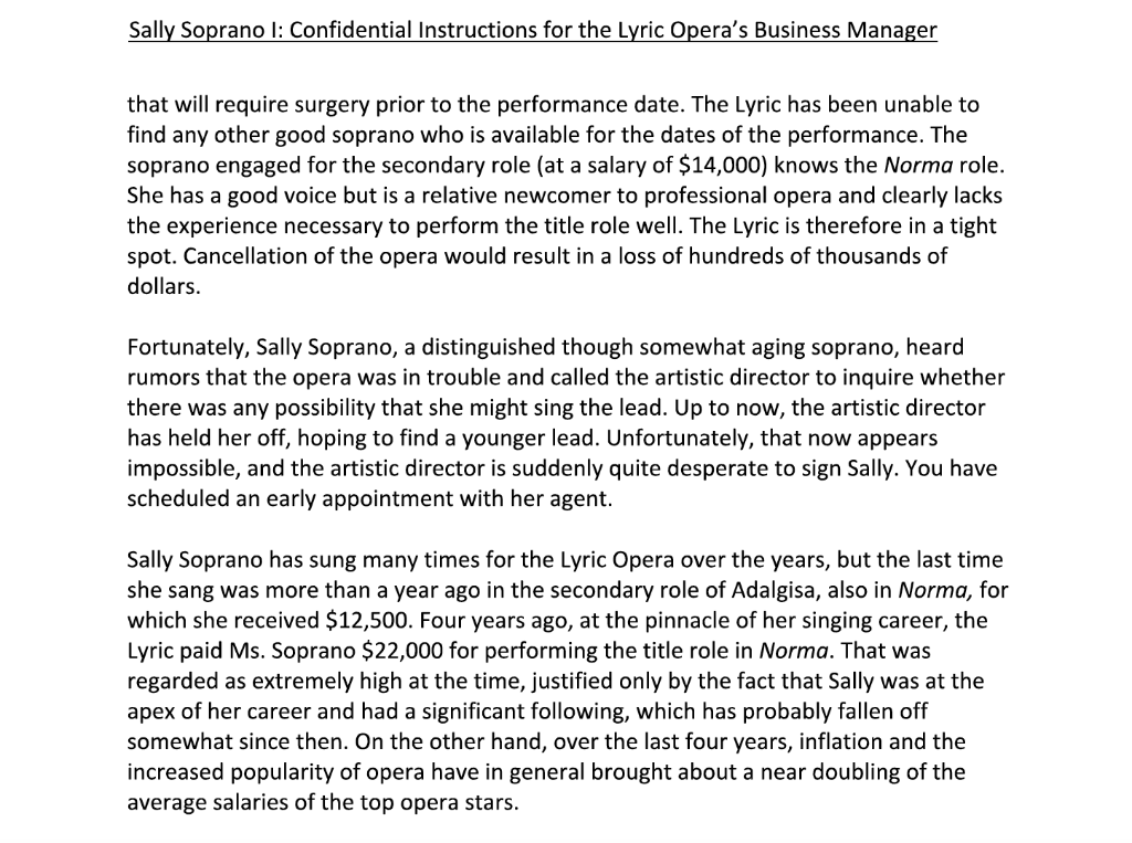 Agents representing Lyric Opera, OVERVIEW: The | Chegg.com