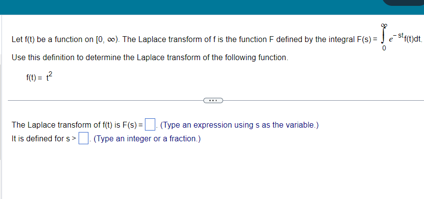 Solved Let f(t) ﻿be a function on [0,∞). ﻿The Laplace | Chegg.com