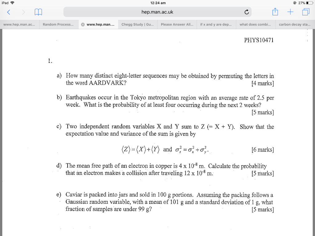 Solved Pad 12:24 am 27%. hep.man.ac.uk www.hep.man.ac.. | Chegg.com