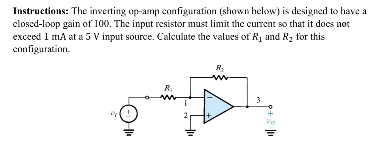 Solved Instructions: The inverting op-amp configuration | Chegg.com