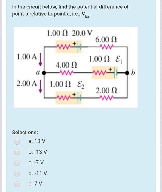 Solved In the circuit below, find the potential difference | Chegg.com