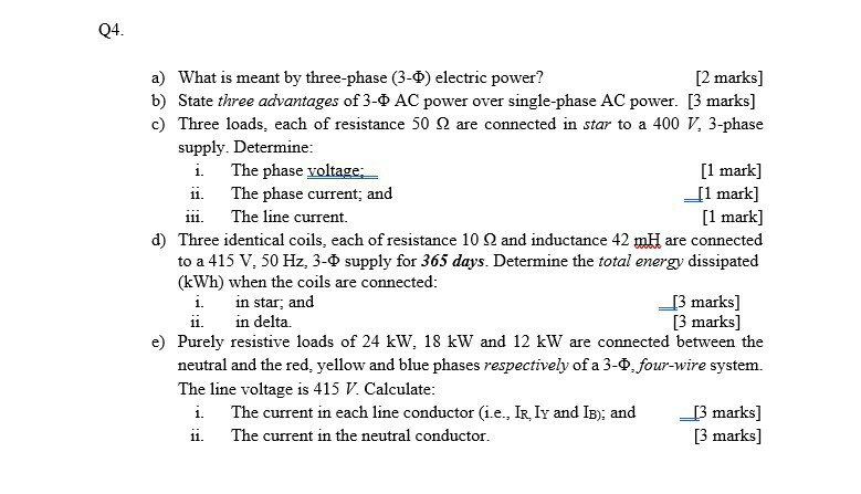 Solved a) What is meant by three-phase (3-0) electric power? | Chegg.com