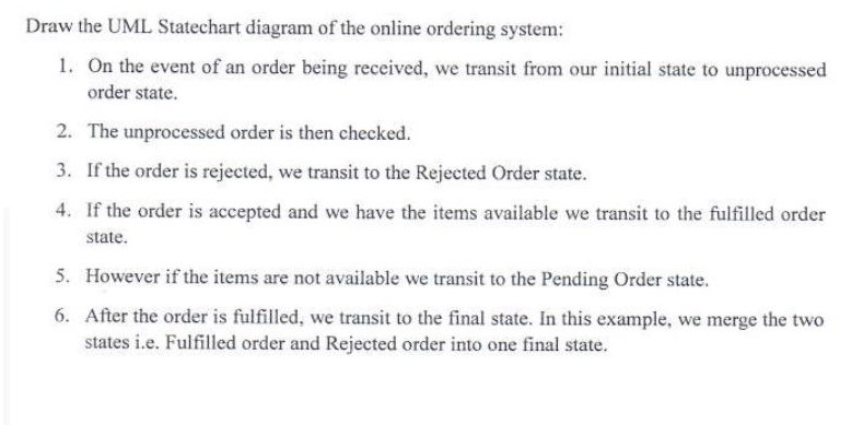 Solved Draw the UML Statechart diagram of the online | Chegg.com
