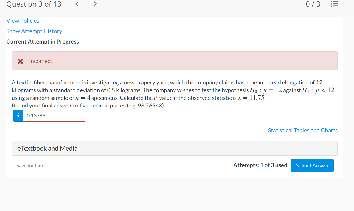 Solved Question 3 of 13 073 View Policies Show Attempt | Chegg.com