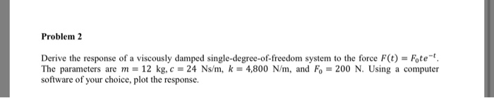 Solved Problem 2 Derive the response of a viscously damped | Chegg.com
