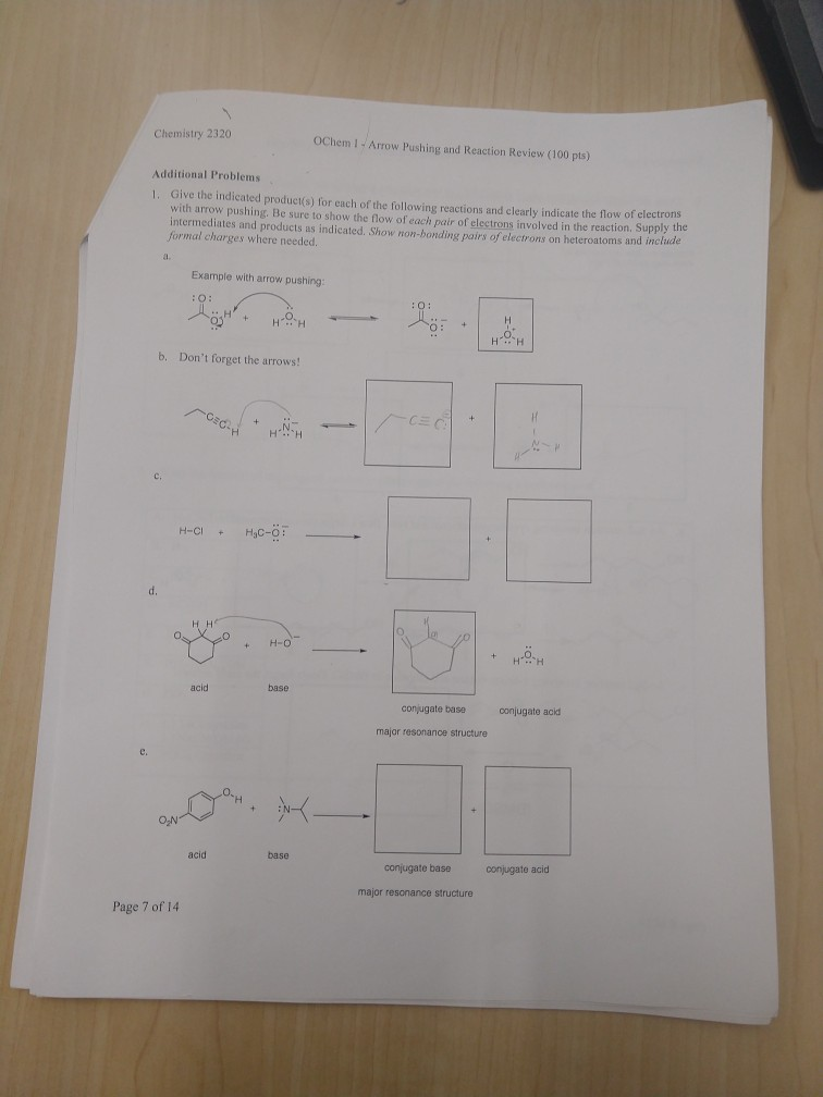 Solved Chemistry 2320 OChem I - Arrow Pushing and Reaction | Chegg.com