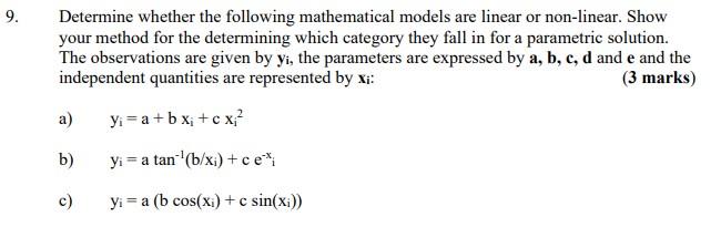 Solved Determine whether the following mathematical models | Chegg.com
