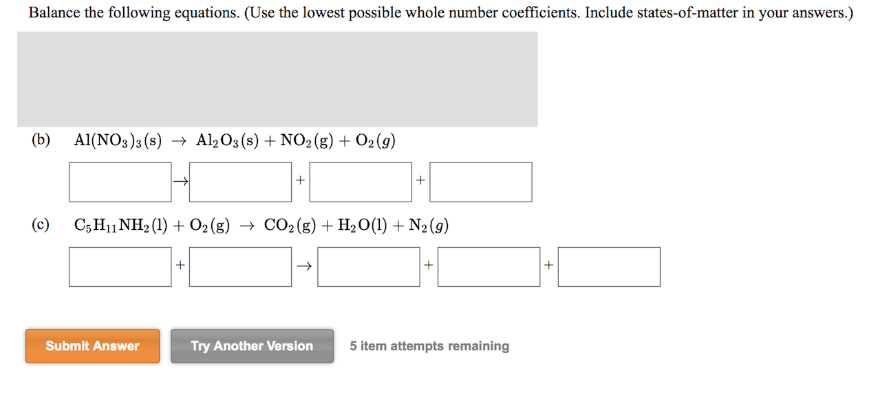 Solved Balance the following equations. (Use the lowest | Chegg.com