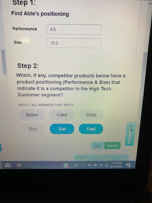 Step 1: Find Able's positioning Performance 4.8 Size | Chegg.com