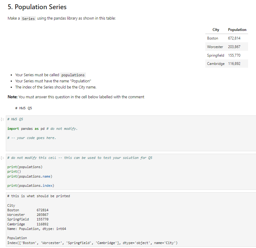 Solved 5. Population Series Make a using the pandas library | Chegg.com