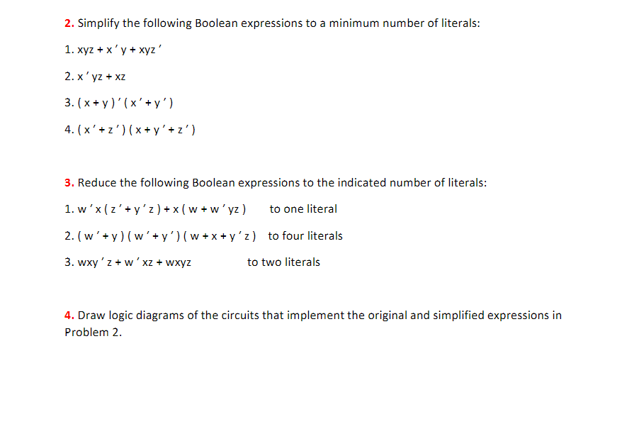 Solved 2. Simplify the following Boolean expressions to a | Chegg.com