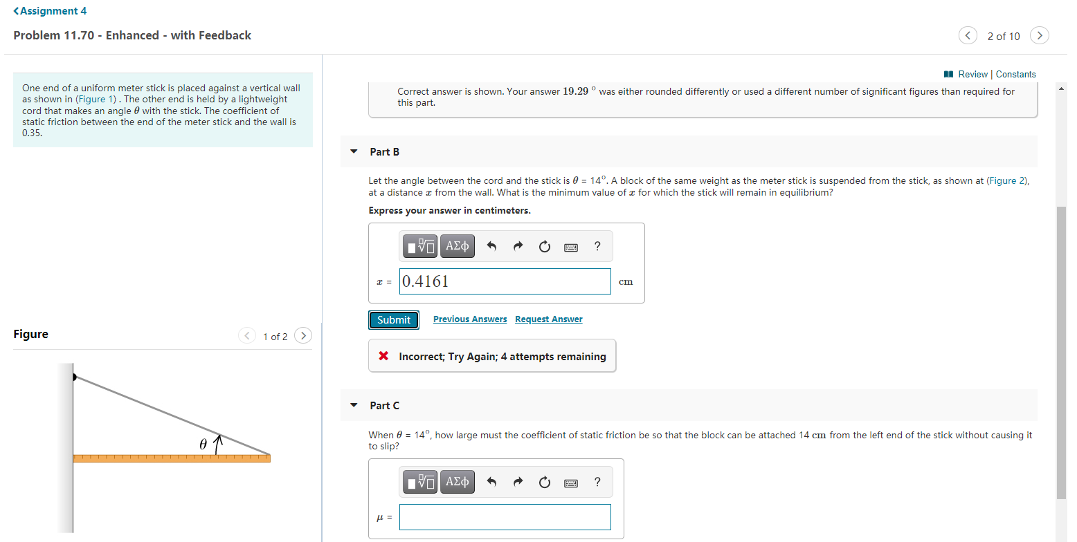 Solved X Incorrect; Try Again; 4 attempts remaining Part C | Chegg.com