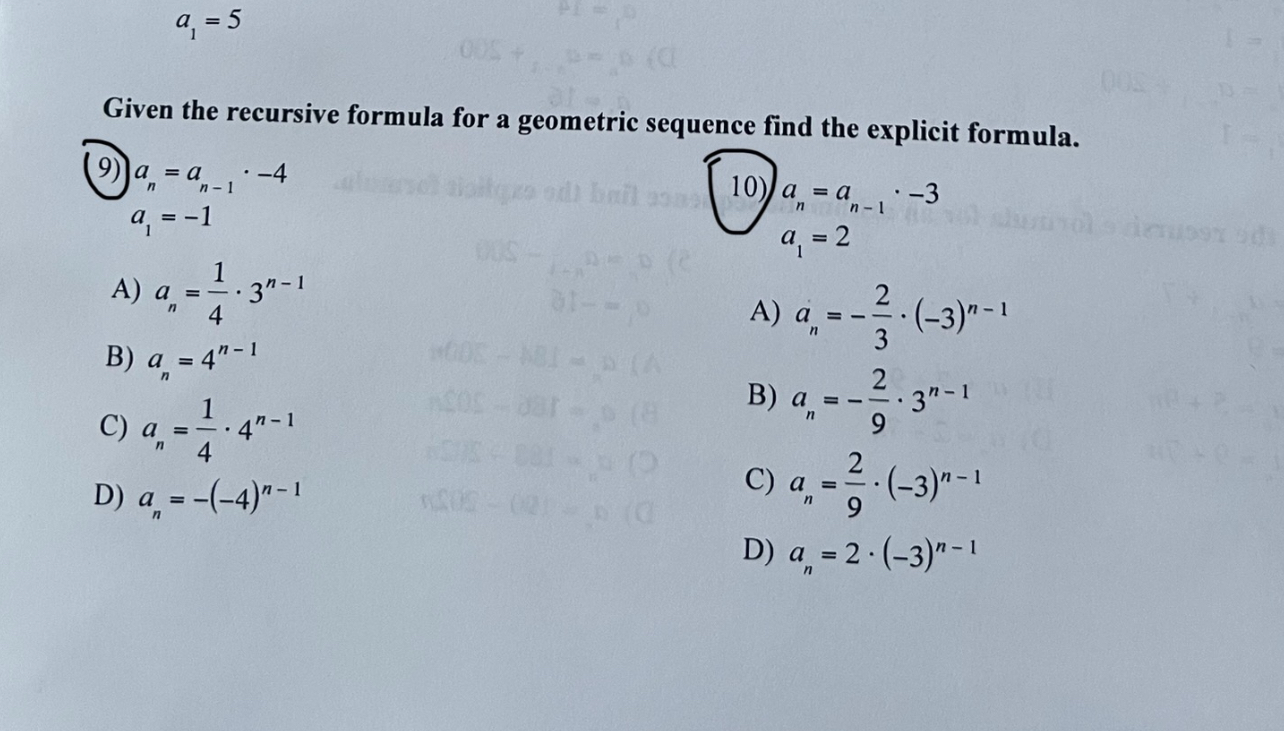 Solved Given the recursive formula for a geometric sequence | Chegg.com