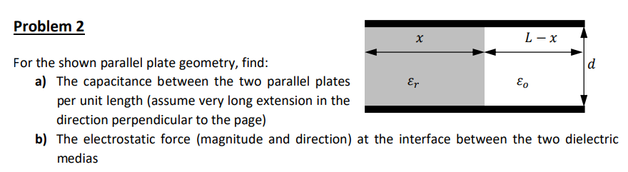 Solved For the shown parallel plate geometry, find: a) The | Chegg.com