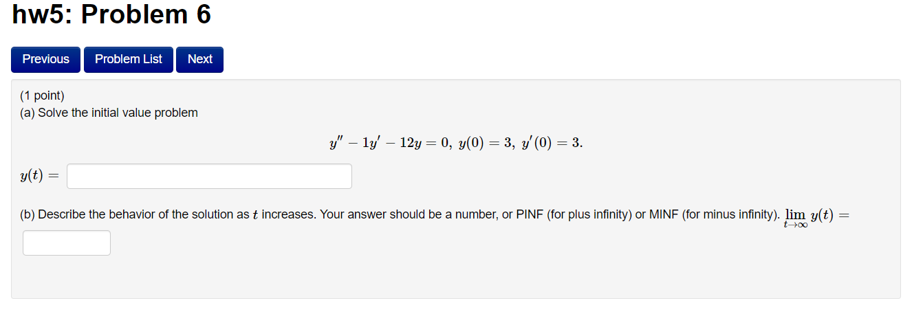 Solved hw5: Problem 6 Previous Problem List Next (1 point) | Chegg.com