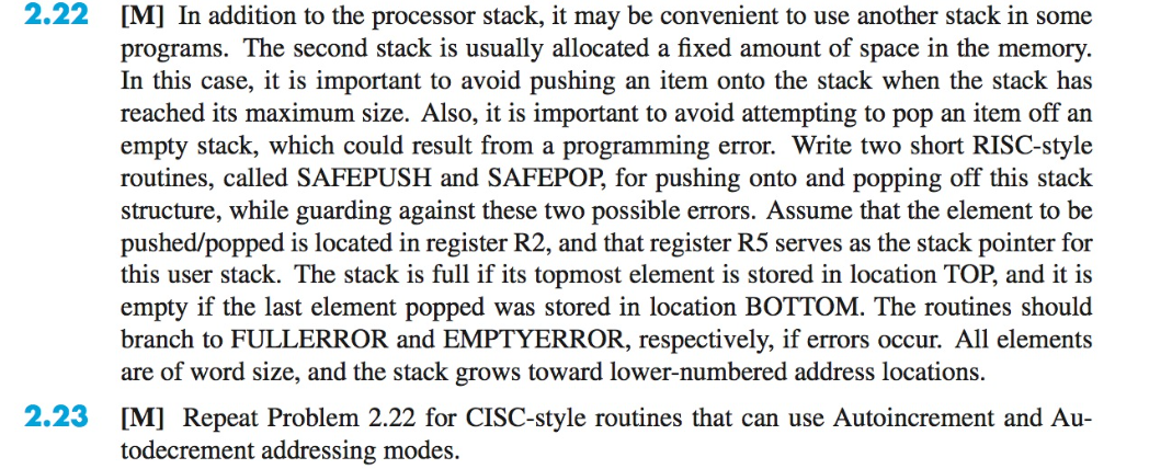 Solved 2.22 [M] In addition to the processor stack, it may | Chegg.com