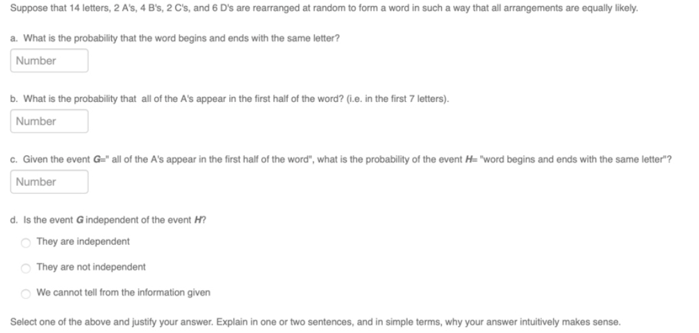 Solved Suppose that 14 letters, 2 A's, 4 B's, 2 C's, and 6 | Chegg.com