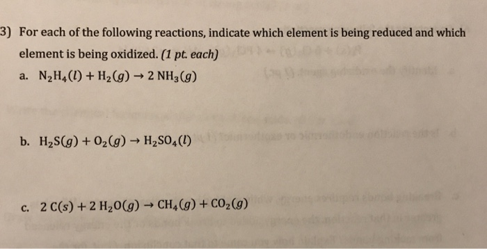 Solved for each of the following reactions indicate which | Chegg.com