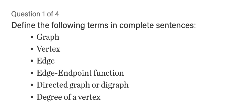 Solved Question 1 of 4 Define the following terms in | Chegg.com
