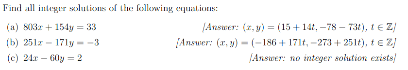 Solved Find all integer solutions of the following | Chegg.com