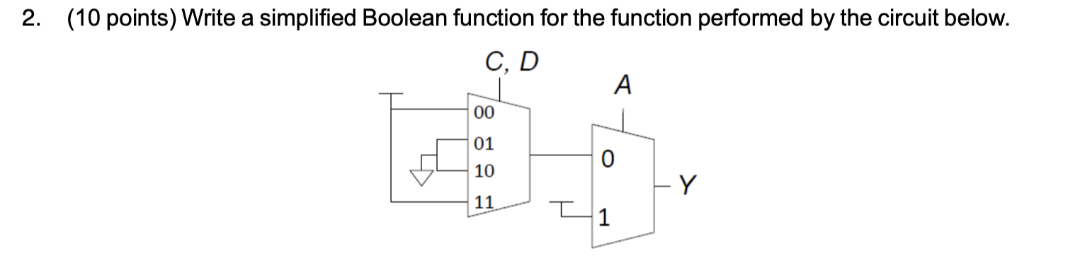 Solved 2. (10 points) Write a simplified Boolean function | Chegg.com