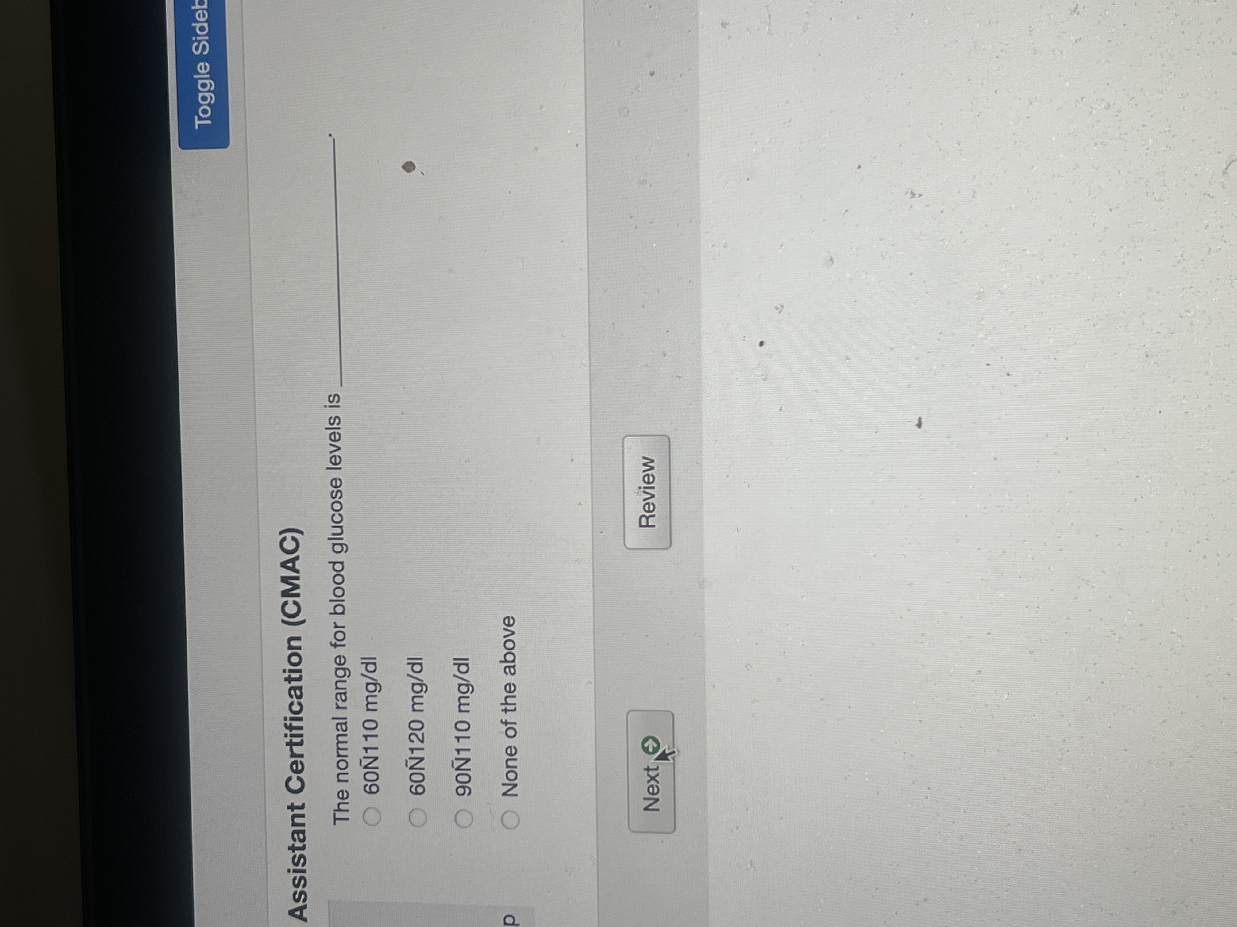 Solved Assistant Certification (CMAC)The normal range for | Chegg.com