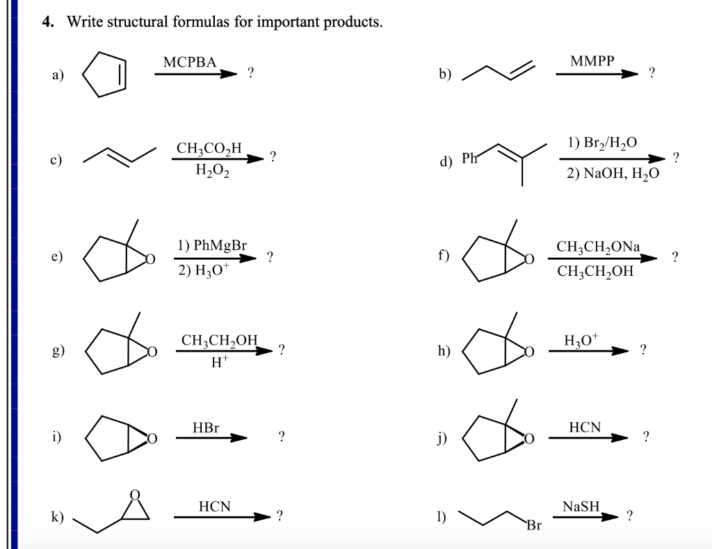 Solved 4. Write structural formulas for important products. | Chegg.com