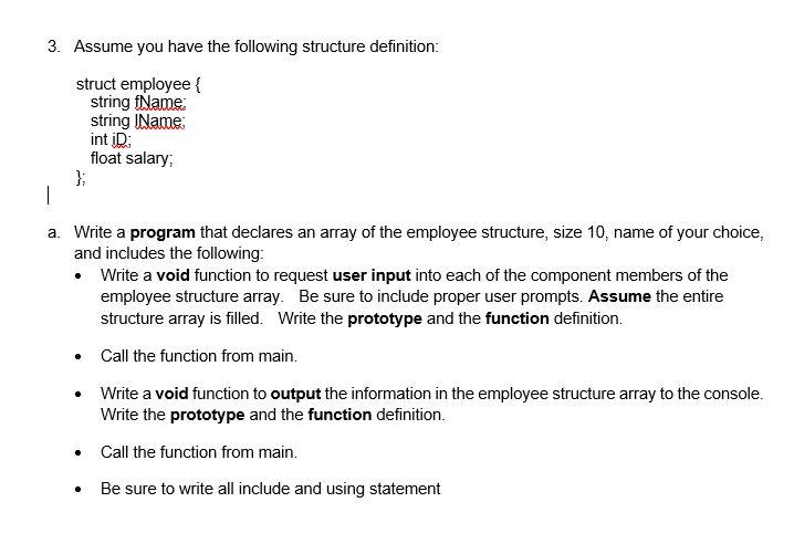 Solved 3. Assume you have the following structure | Chegg.com