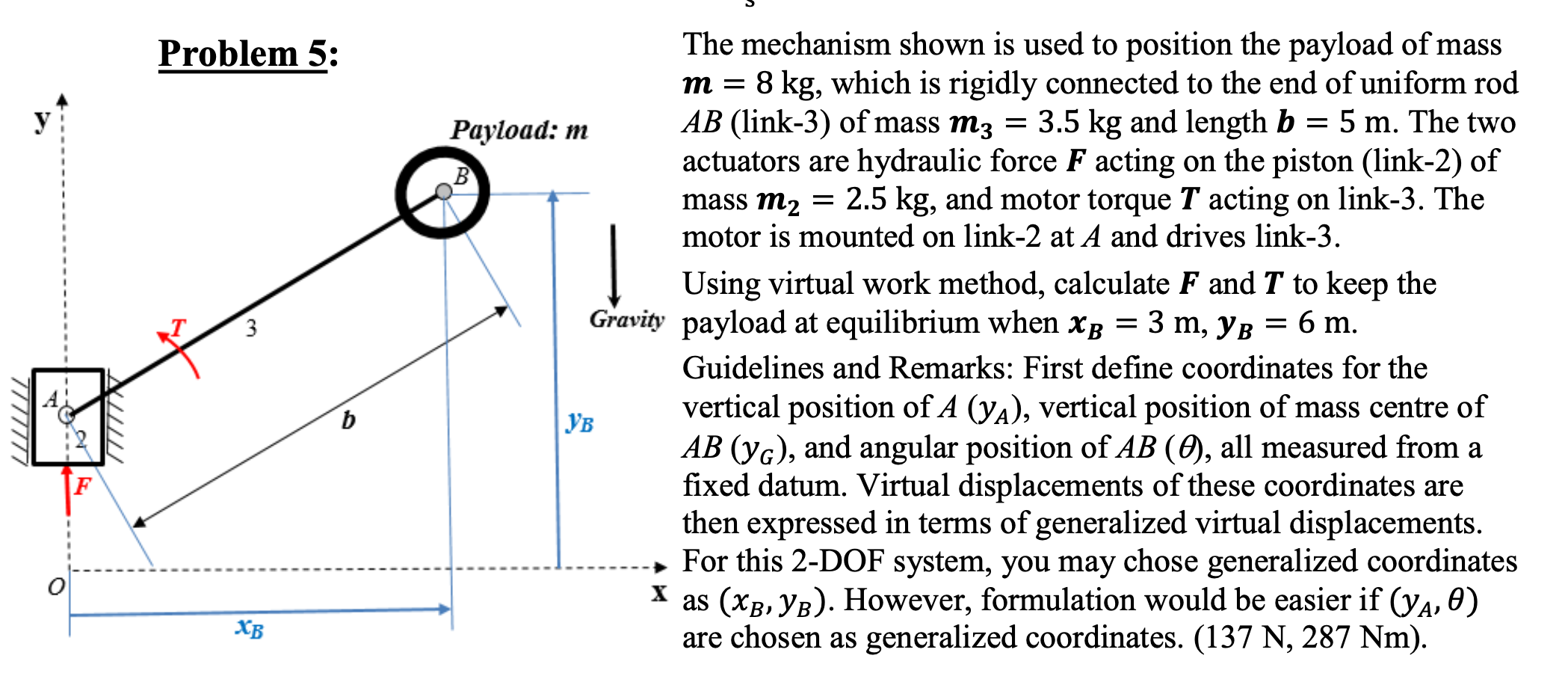 Solved Problem 5: m = = 3 3 mУв The mechanism shown is used | Chegg.com