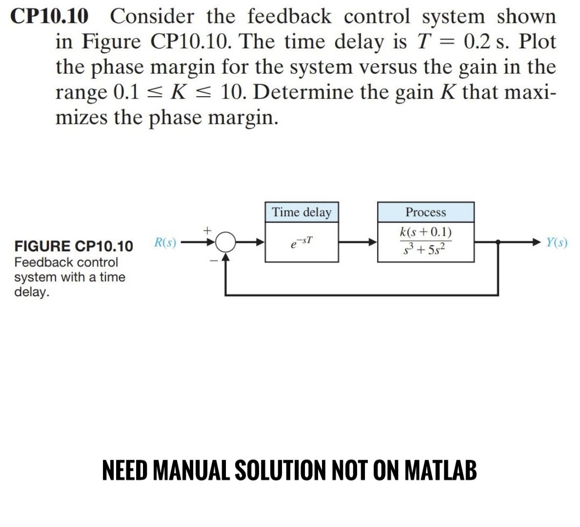 Solved CP10.10 Consider the feedback control system shown in | Chegg.com