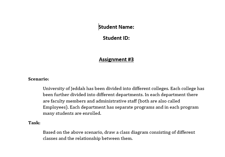 Solved Student Name: Student ID: Assignment #3 Scenario: | Chegg.com