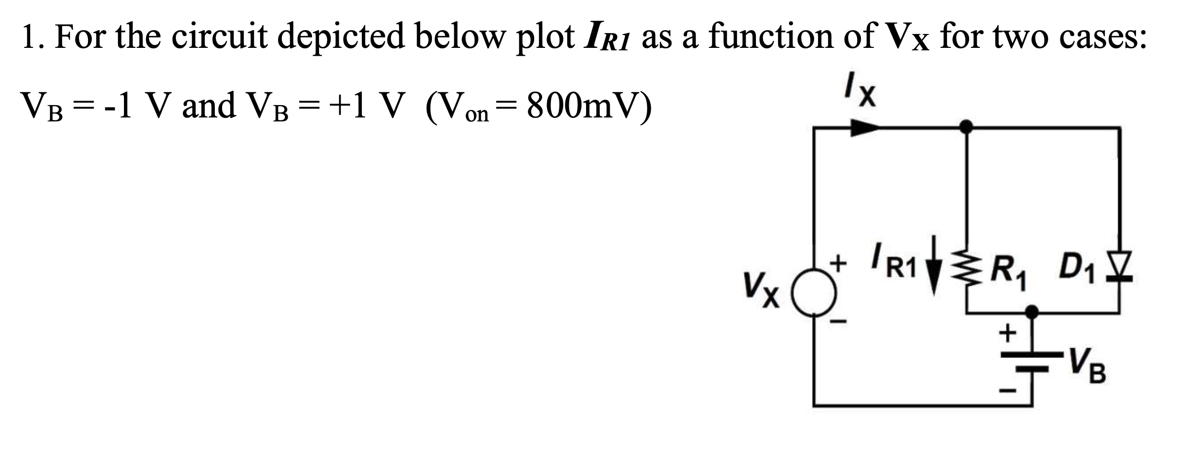 Solved 1. For the circuit depicted below plot IR1 as a | Chegg.com