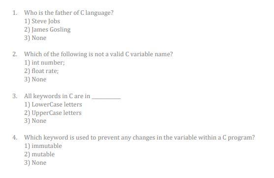 Solved Q3. Create a four-question multiple choice question | Chegg.com