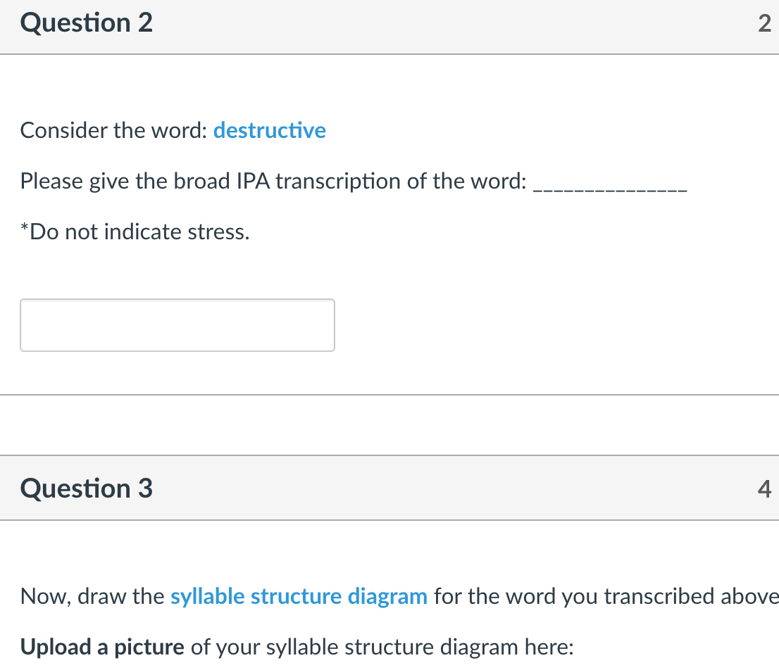 Solved Question 2 Consider the word: destructive Please give | Chegg.com