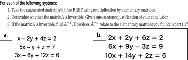 Solved For each of the following systems: 1. Take the | Chegg.com