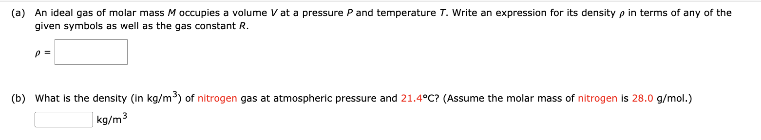 Solved (a) An ideal gas of molar mass M occupies a volume | Chegg.com Solved (a) An ideal gas of molar mass M occupies a volume | Chegg.com