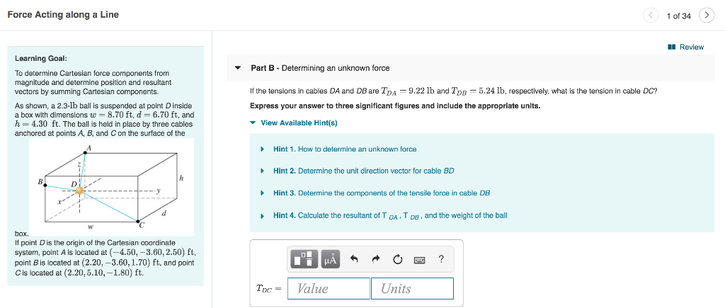 Solved Force Acting along a Line u Review Part B | Chegg.com